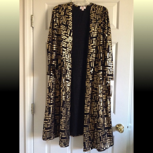 LuLaRoe | Jackets & Coats | Nwt Llr Large Elegant Black With Gold Bars ...